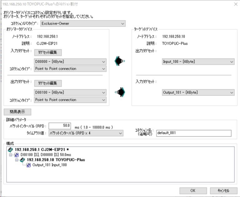 JTEKT TOYOPUC-Plus(Target) & OMRON CJ2M(Originator) : Ethernet/IP ...